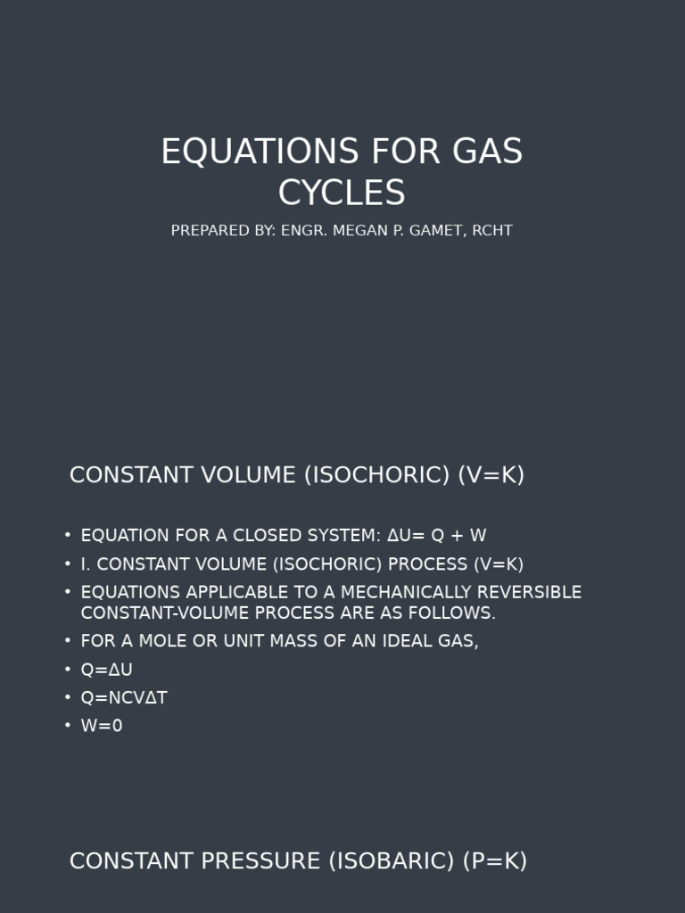 Gas Cycle Equations Explained | PDF