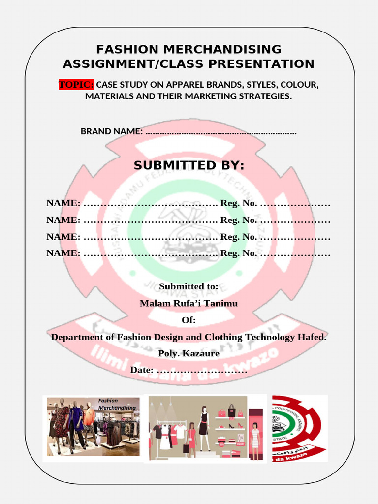 Fashion Merchandising Assignment Cover Page | PDF