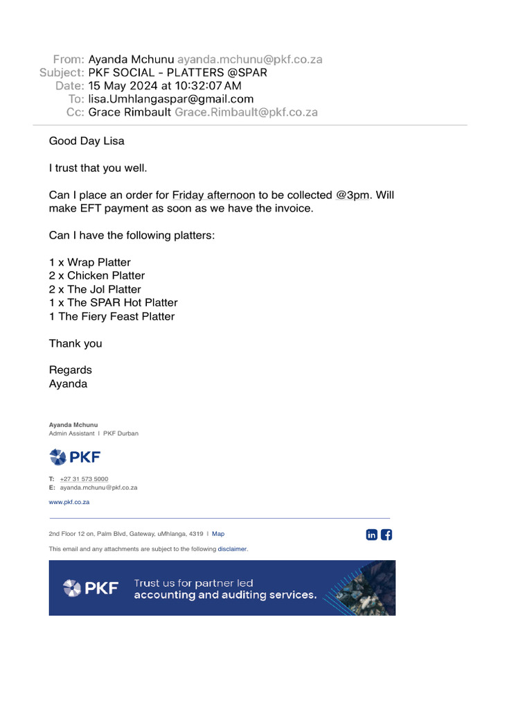 Order Request for Catering Platters | PDF