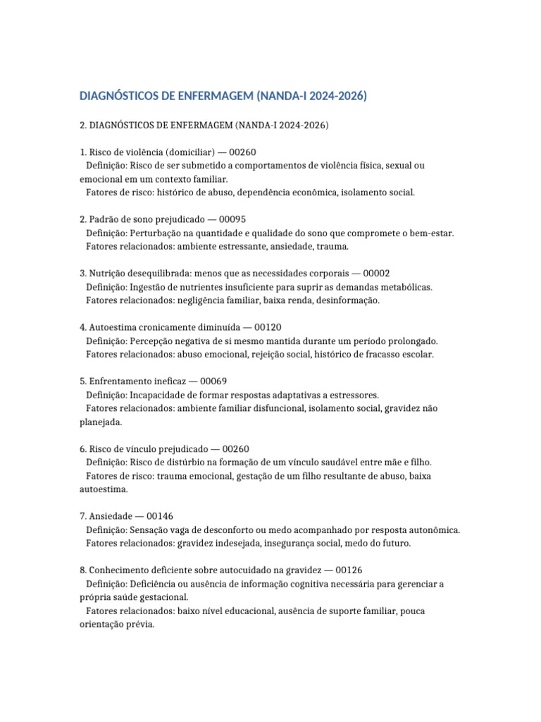 Diagnosticos Preciosa NANDA 2024 2026 | PDF