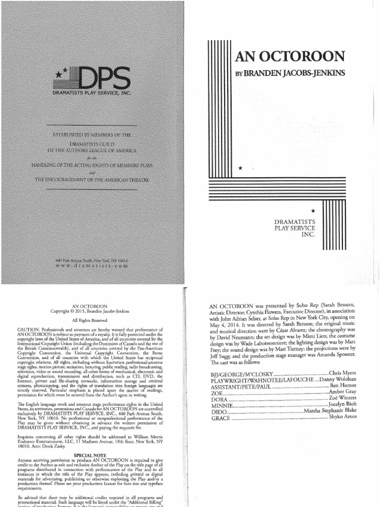 Jacobs Jenkins an Octoroon | PDF