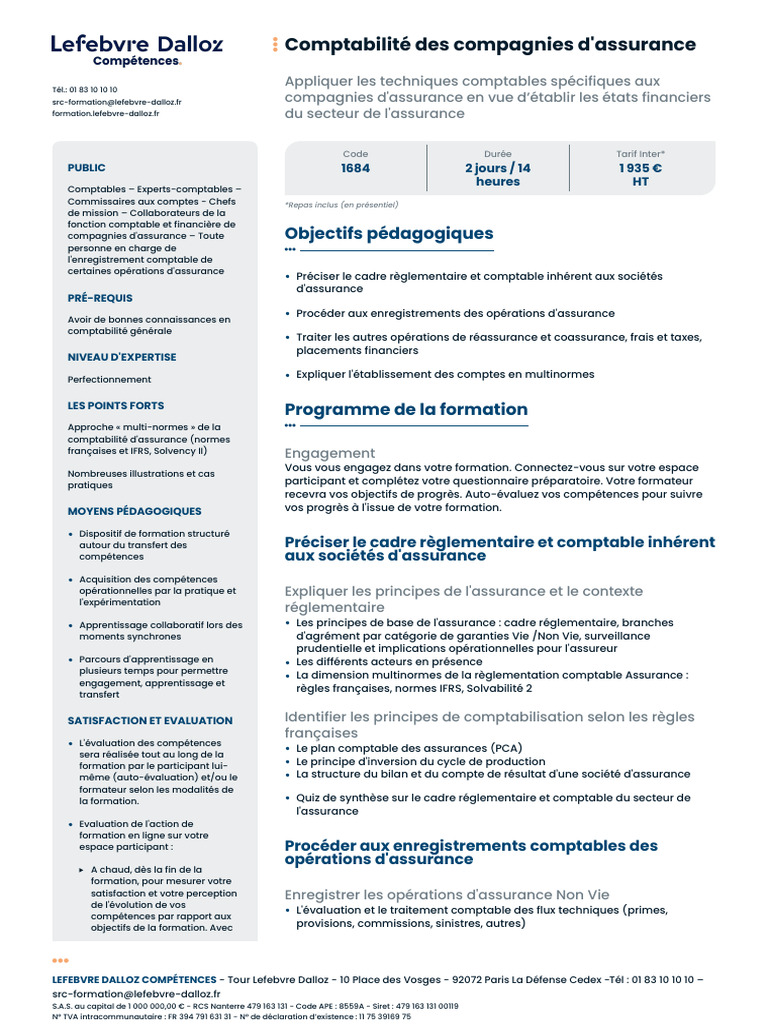 Comptabilité des Assurances : Formation Spécifique | PDF | Comptabilité ...
