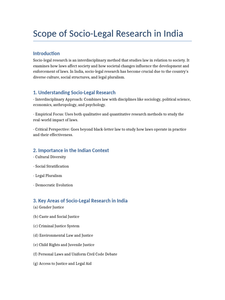 Scope of Socio-Legal Research in India | PDF