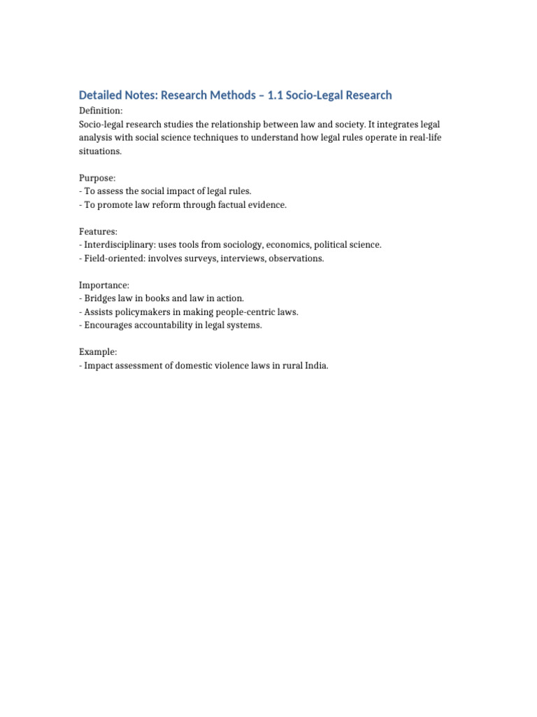 Research Methods 1.1 Socio Legal Research | PDF