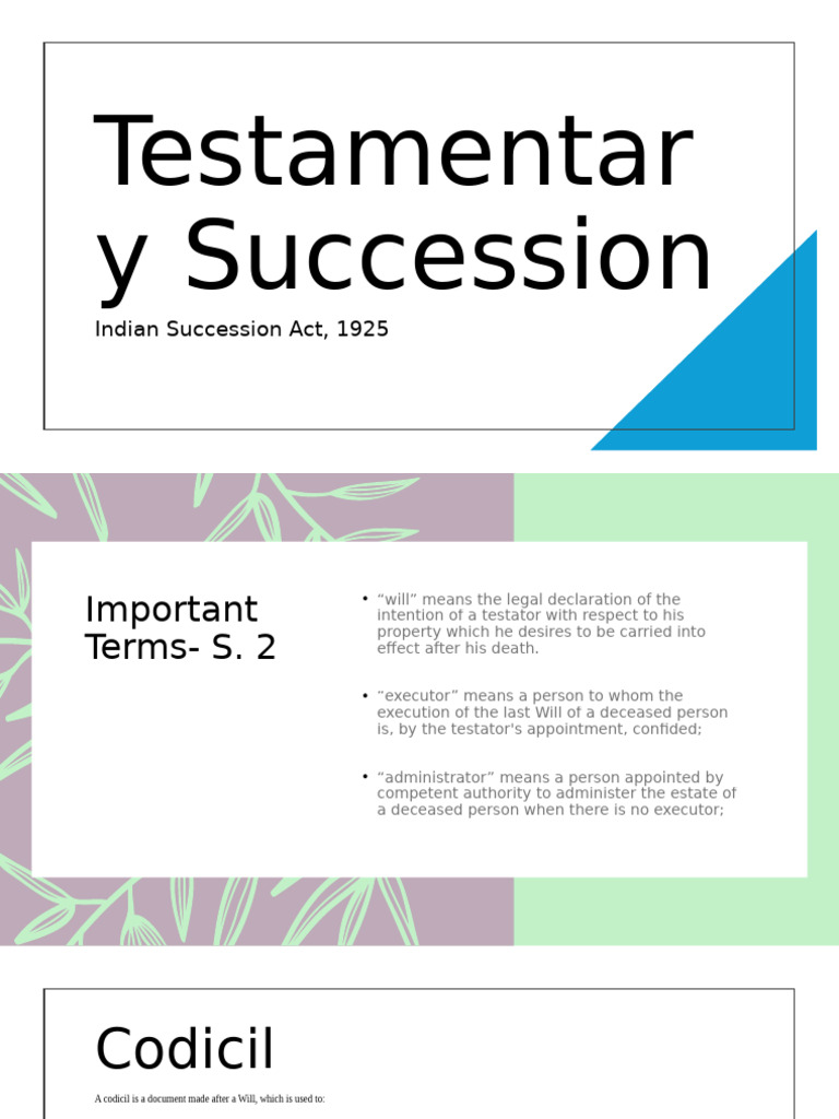 Indian Succession Act: Wills and Probate Guide | PDF | Will And ...