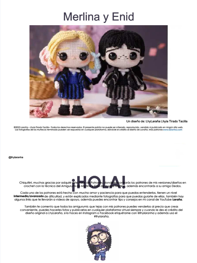 Merlina y Enid | PDF | Amigurumi | Tejer