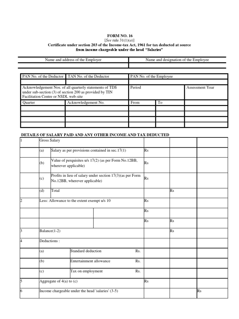 Form No 16 | PDF | Tax Refund | Payments