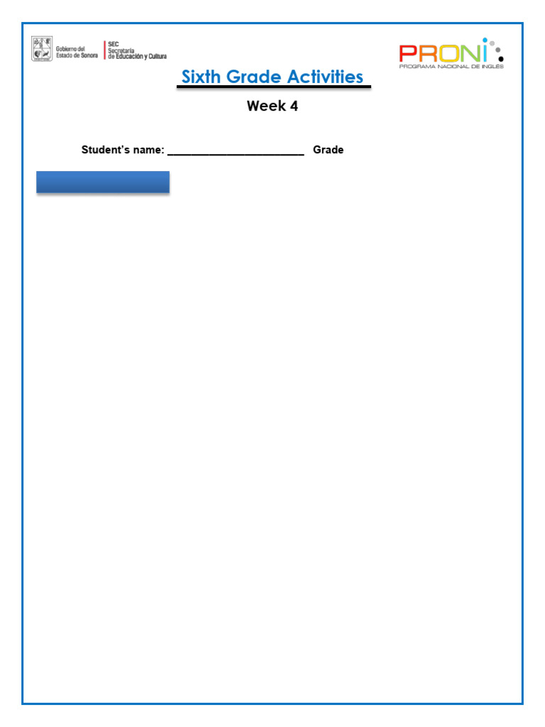 6TH Grade - Week 4 | PDF