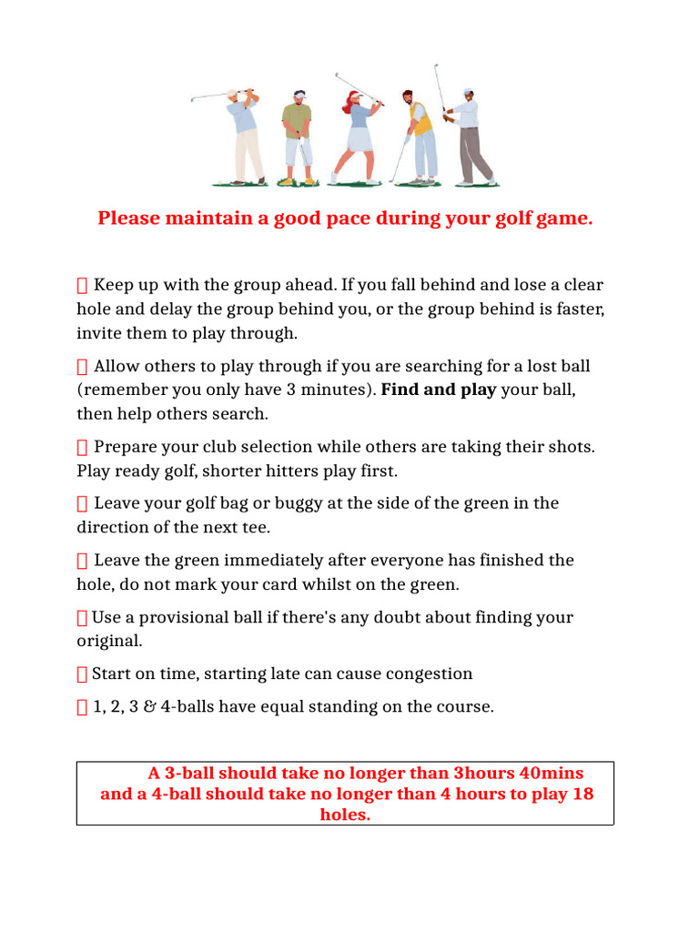 Golf Pace of Play Guidelines | PDF
