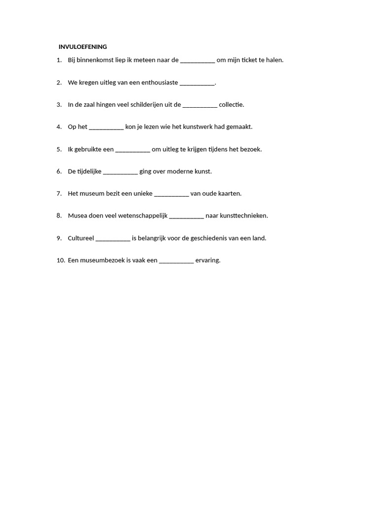 INVULOEFENING Leeg | PDF