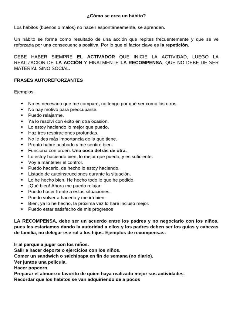 Cómo Se Crea Un Hábito | PDF