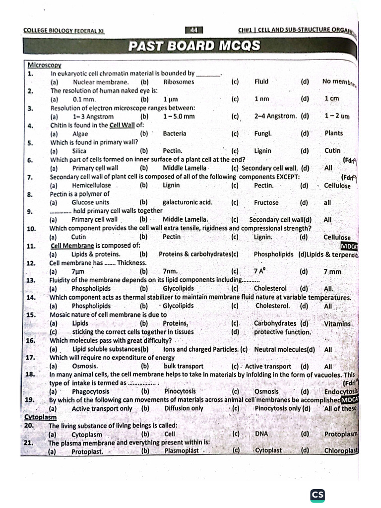 Chapter 1 Cell and Sub-Structure Organelles | PDF