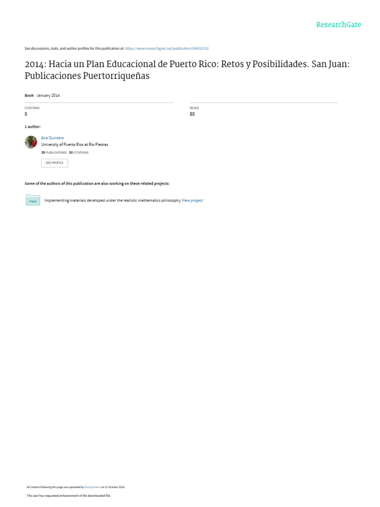 Plan Educacional de Puerto Rico: Retos y Posibilidades | PDF ...