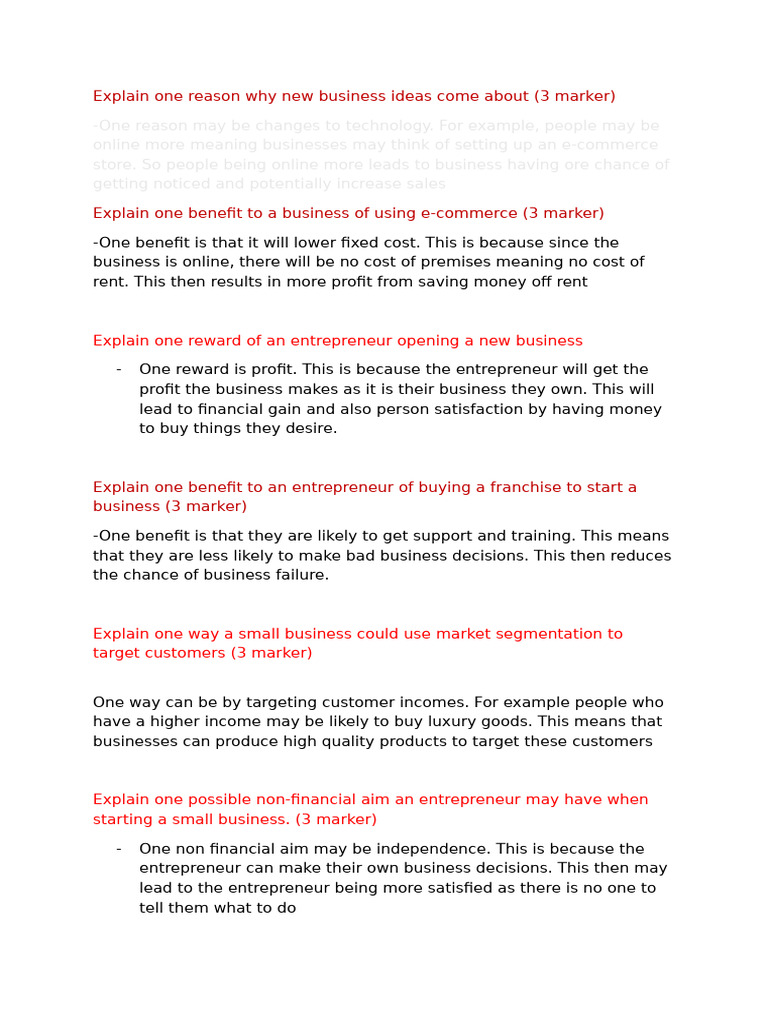 Reasons for New Business Ideas | PDF