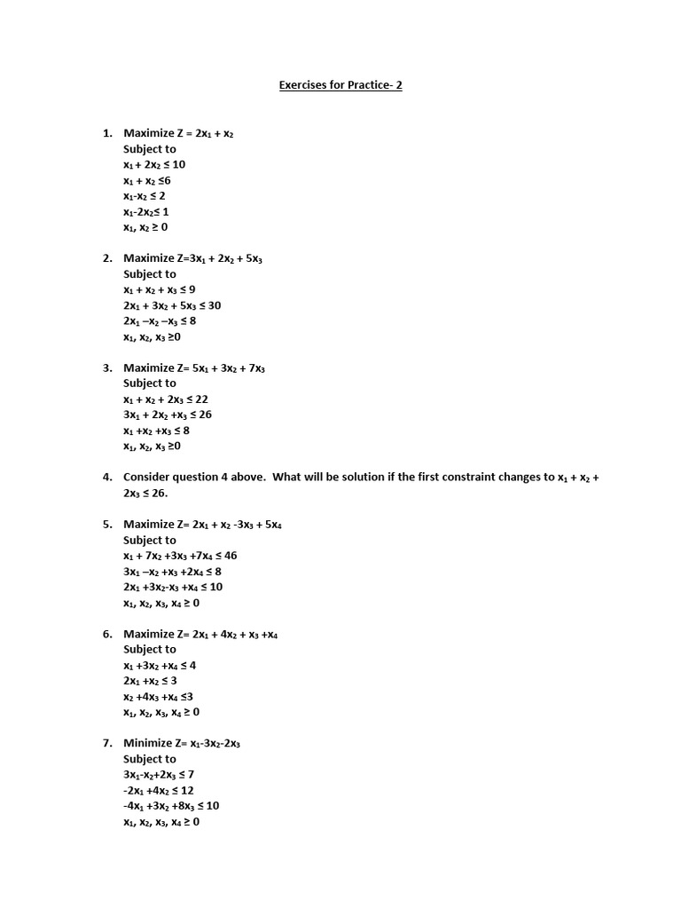 Exercises For Practice 2 | PDF