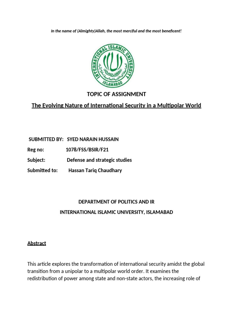 International Relations in Defense and Strategic Studies | PDF ...