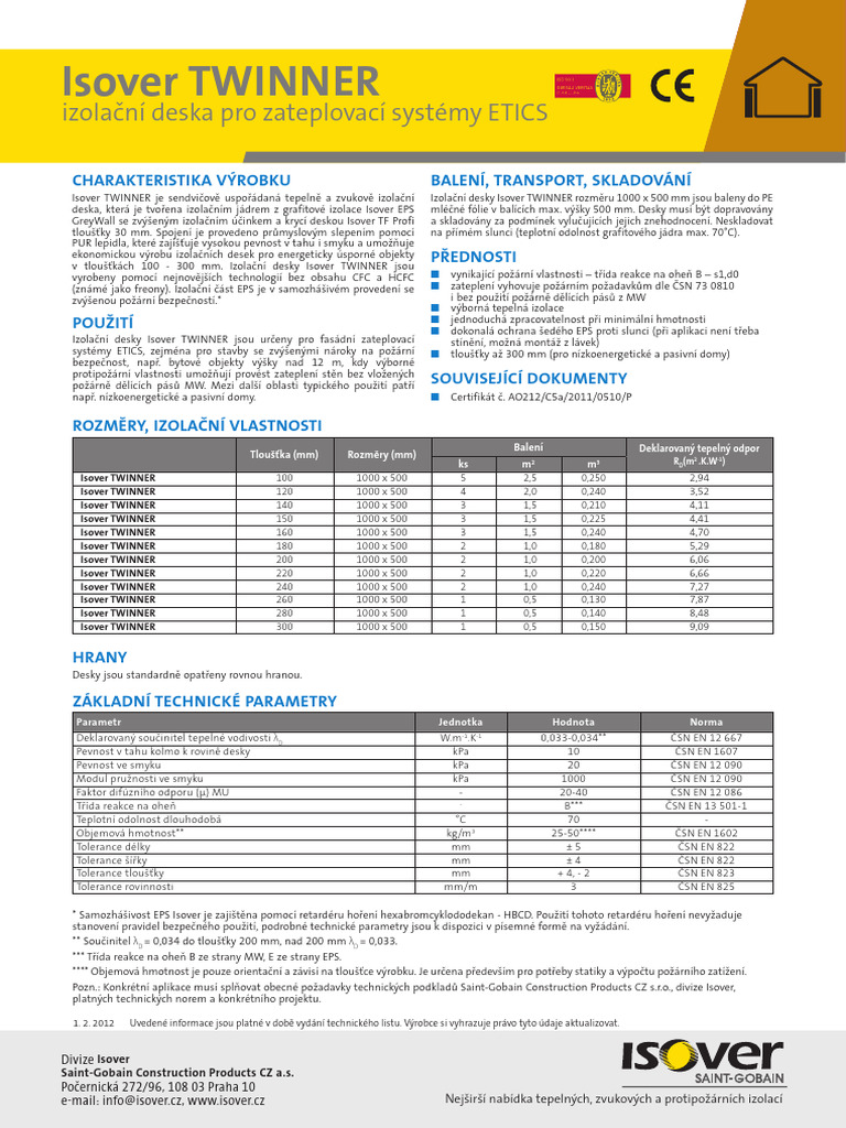 Isover Twinner Technicky List | PDF