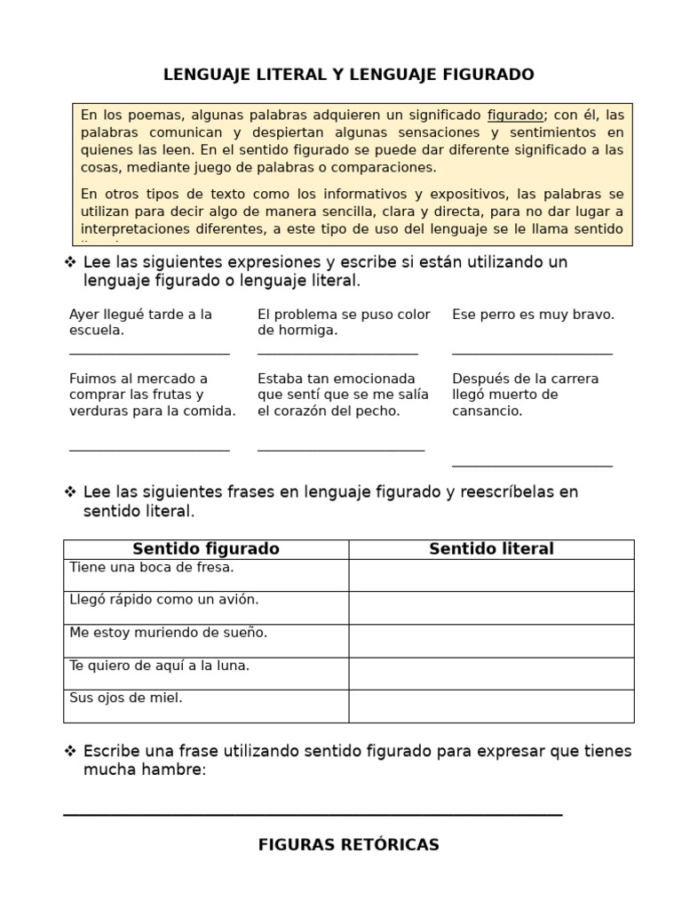 Lenguaje Literal y Figurativo en Poesía | PDF
