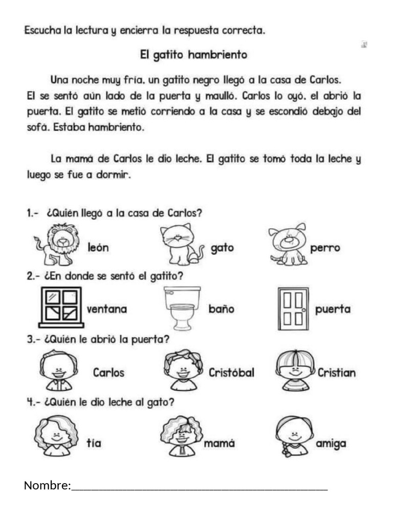 Comprensión Lectora Gatito | PDF