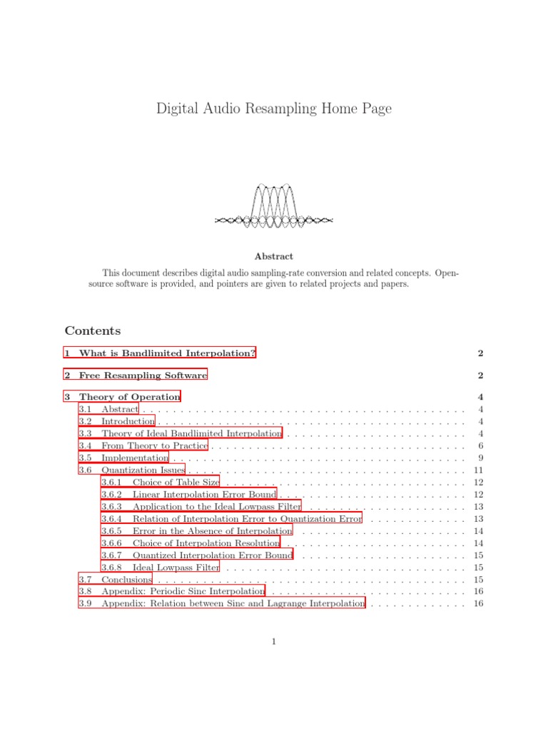 Tutorial - Digital Audio Re Sampling - Julius Smith | PDF | Sampling ...