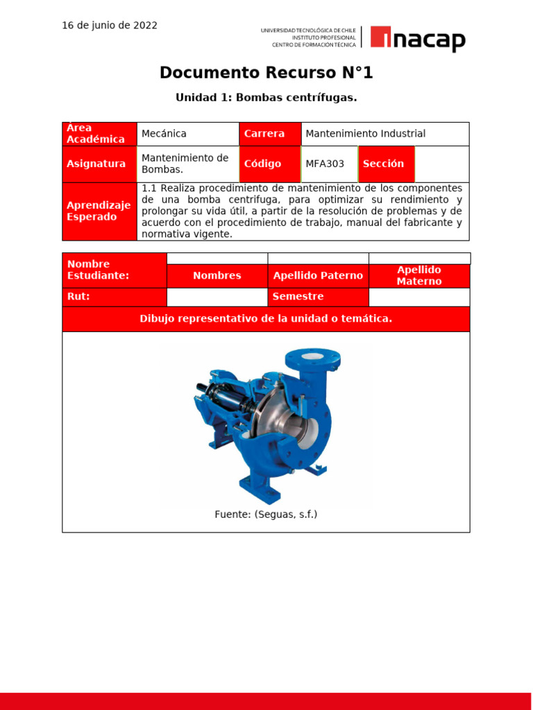 MFA303 - U1 - DR1 Información Util | PDF | Acero inoxidable | Bomba