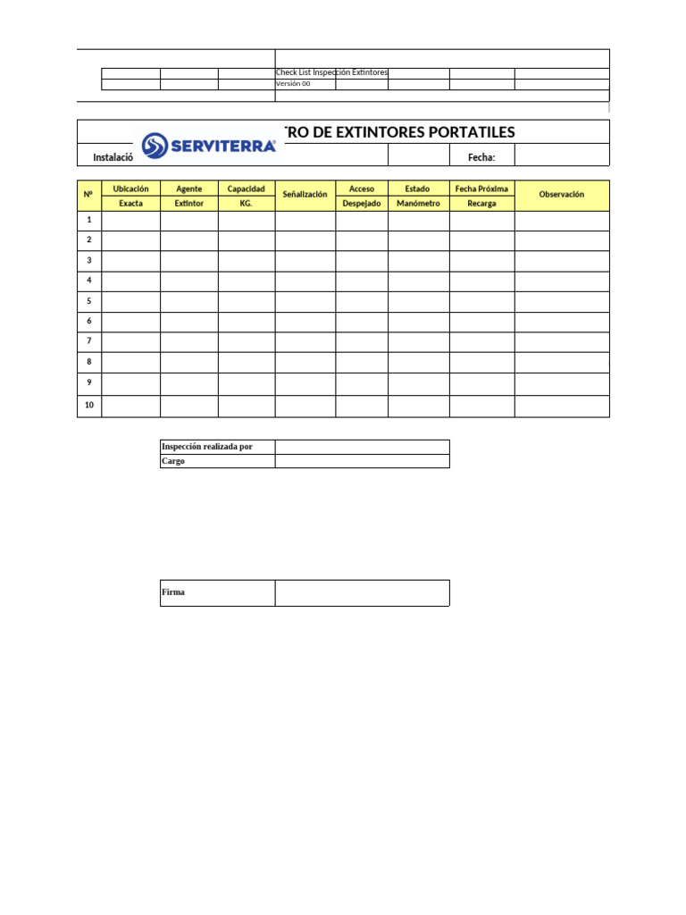 4- Check List Inspección de Extintores | PDF