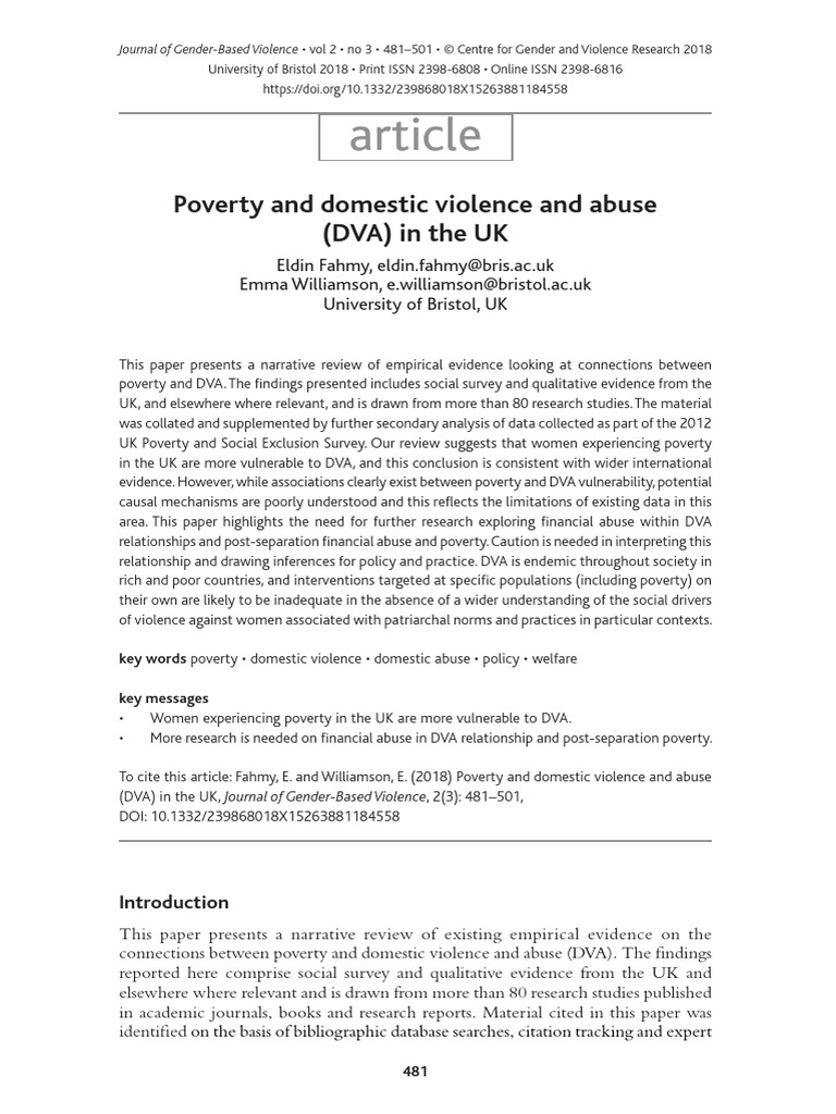 Poverty_and_domestic_violence_ | PDF | Violence | Domestic Violence