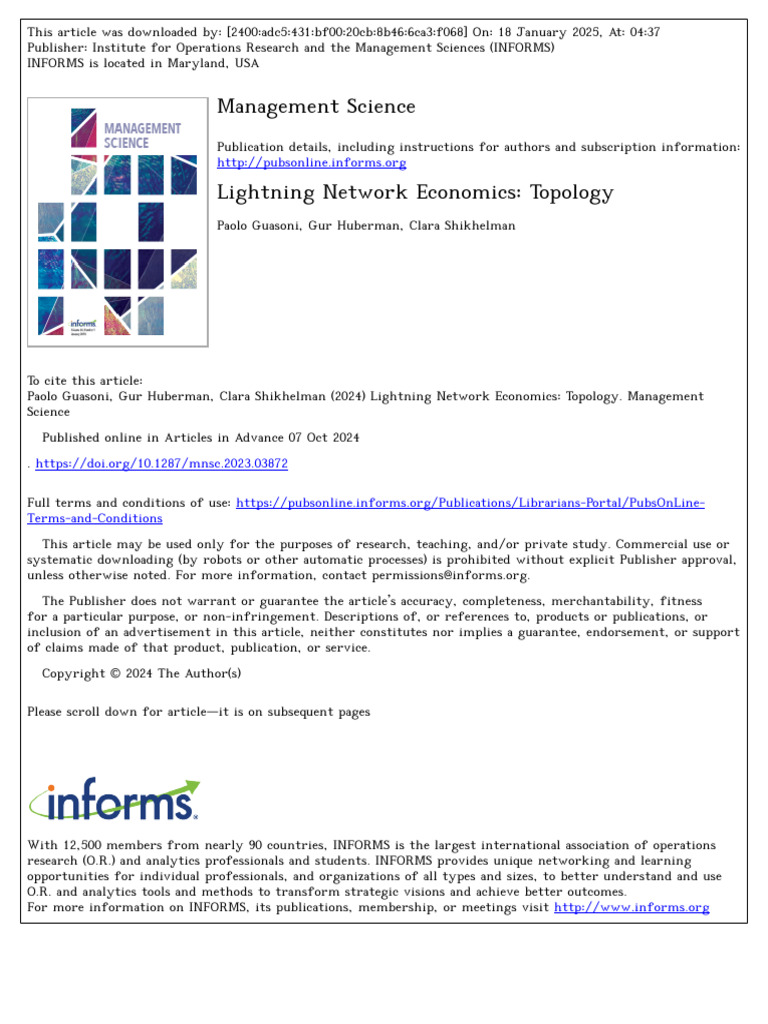 guasoni-et-al-2024-lightning-network-economics-topology | PDF | Routing