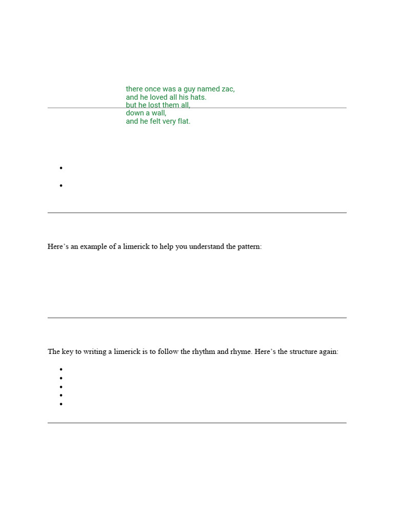 Limerick Writing Worksheet | PDF