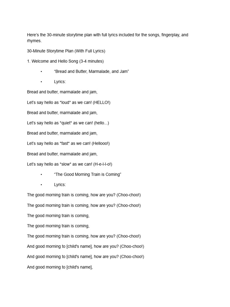 30-Minute Interactive Storytime Plan | PDF | Beehive