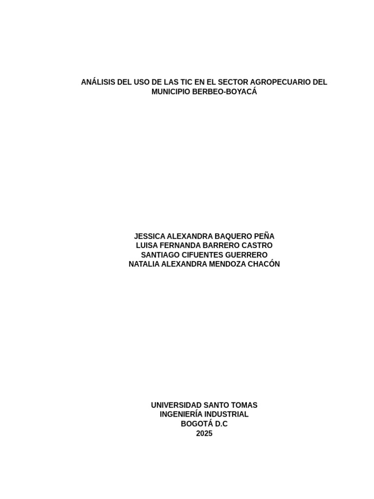 Análisis Del Uso de Las TIC en El Sector Agropecuario Del Municipio Berbeo-Boyacá. | PDF ...