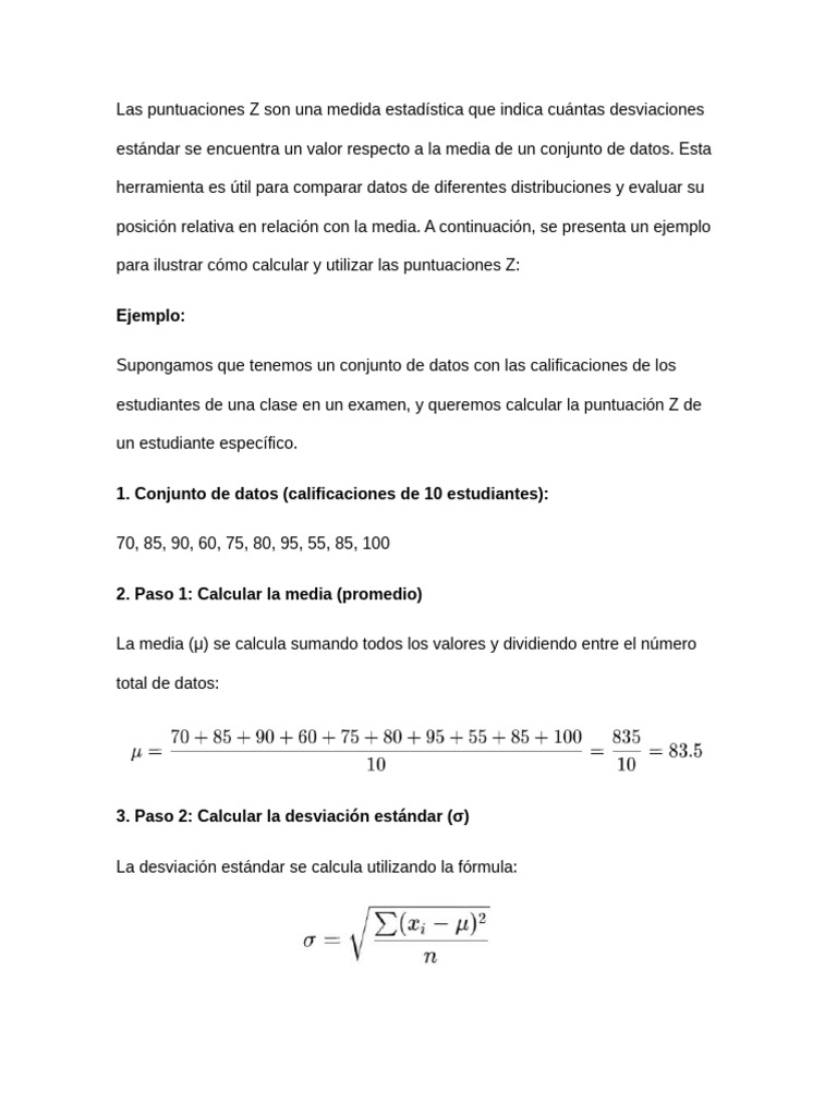 Puntuaciones Z | PDF | Desviación Estándar