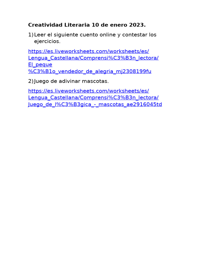 Creatividad Literaria 10 de Enero 2023 | PDF