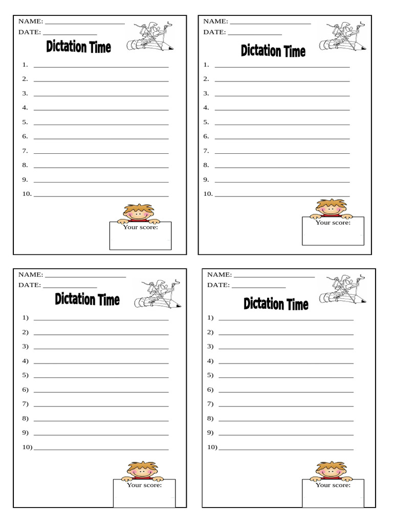 Dictation Sheet Template | PDF