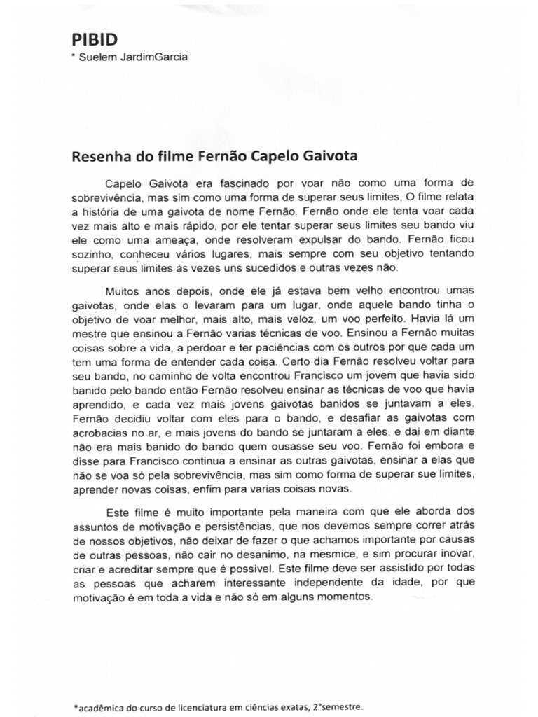 Resenha Fernao Capelo Gaivota | PDF