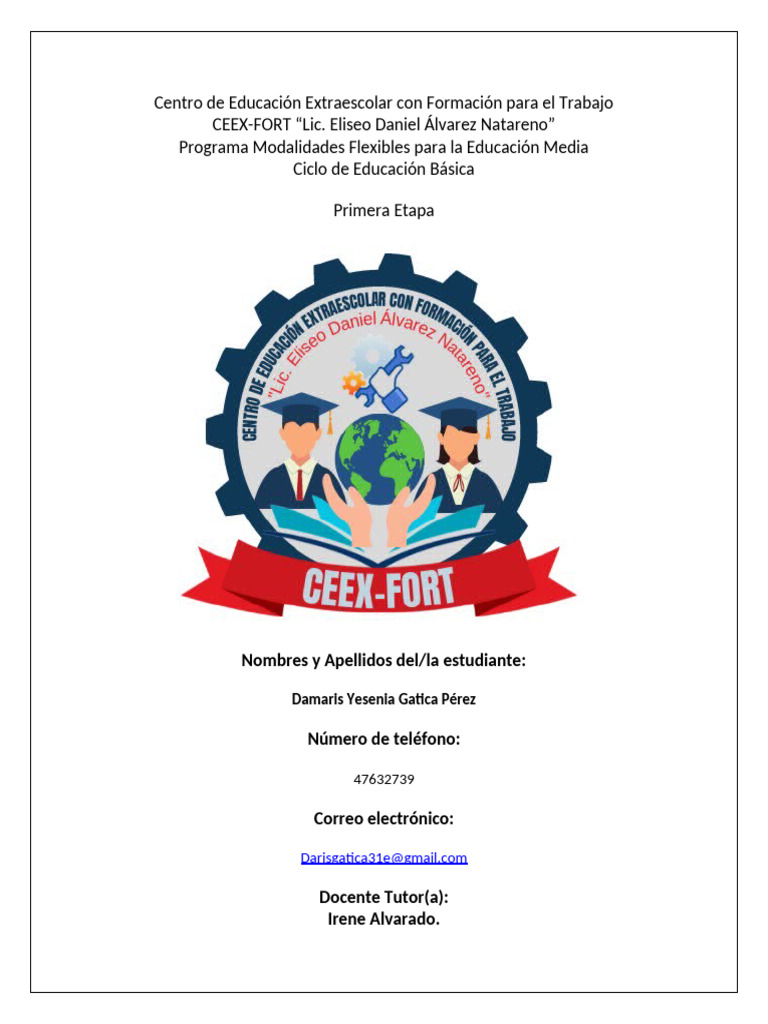 Ejemplo de Carátula para Portafolio Básico 1 | PDF