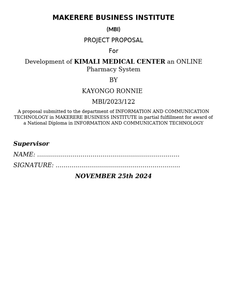 Kimela Medical Center (PMS) Proposal | PDF | Databases | User (Computing)