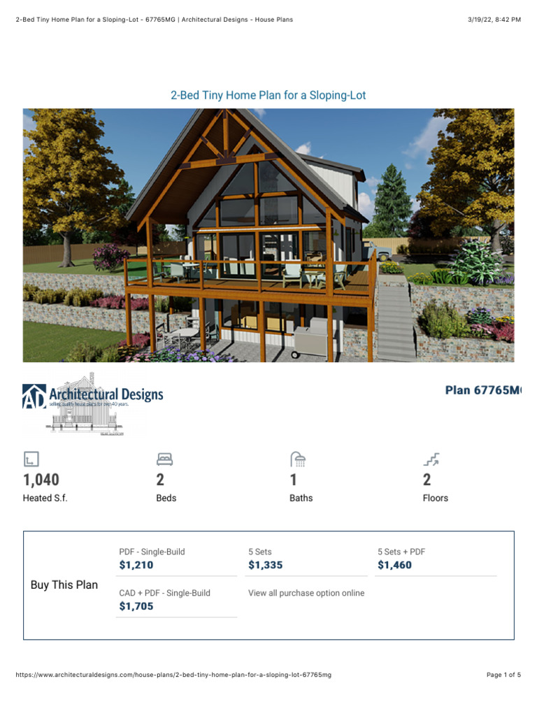 2-Bed Tiny Home Plan for Sloping Lots | PDF | Basement | Civil Engineering