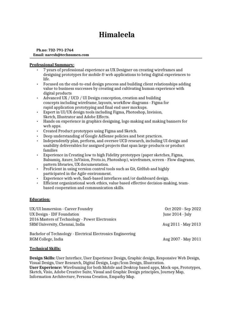 Himaleela UX UI Designer | PDF | Usability | User Interface Design