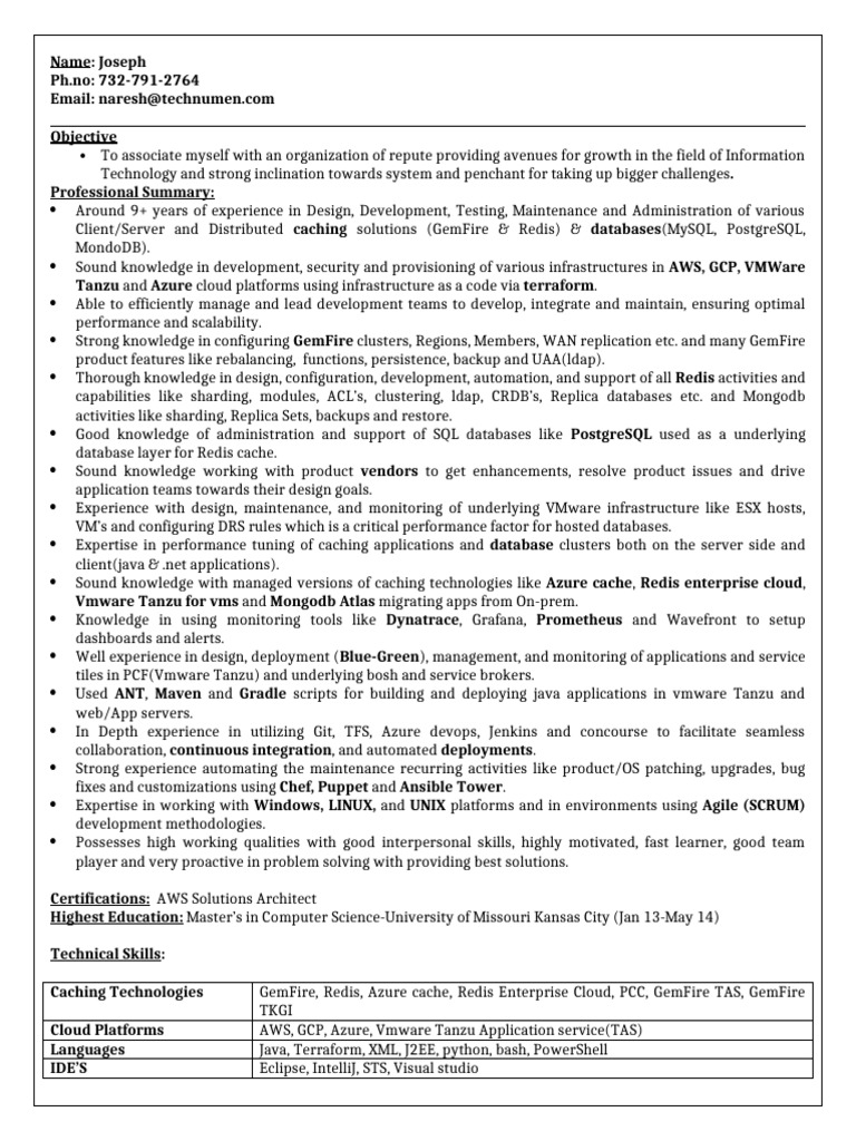 Joseph Database Engineer | PDF | Spring Framework | Cloud Computing