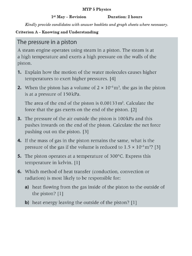 MYP 5 Revision - II | PDF