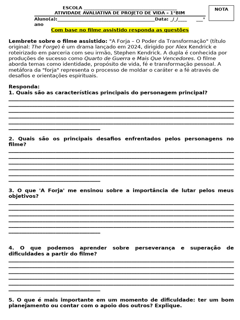 Atividade Projeto de Vida 2 | PDF