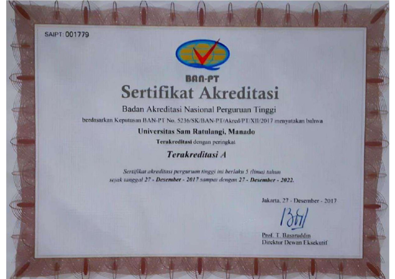 Sertifikat Akreditasi Perguruan Tinggi UNSRAT | PDF