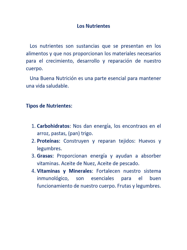 Nutrientes en un Plato Saludable | PDF