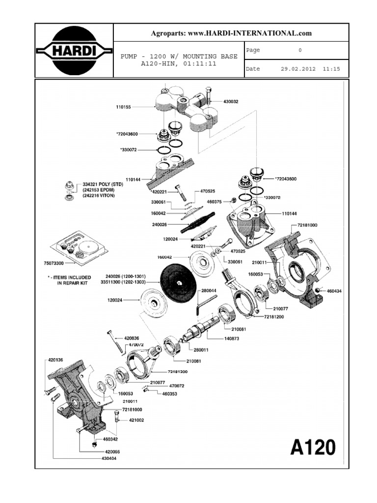 Hardi 1200/1301 Pump Parts List | PDF