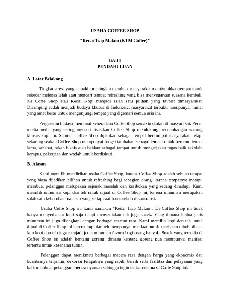 Usaha Coffee Shop | PDF
