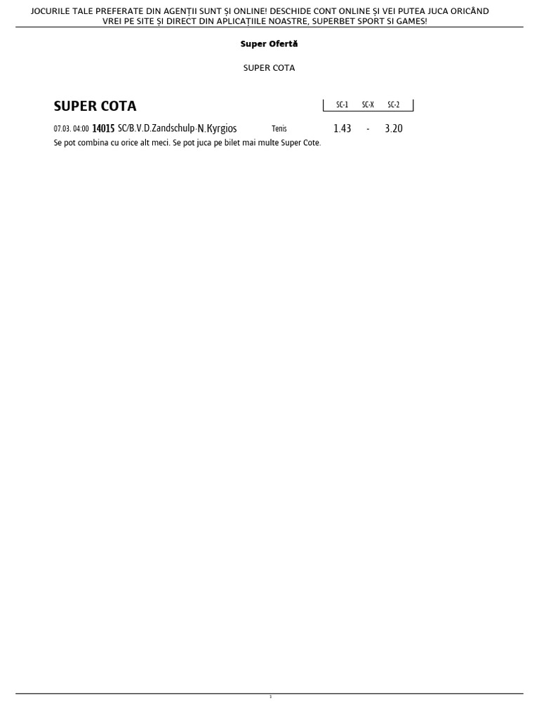 Superbet - Oferta Săptămânală | PDF