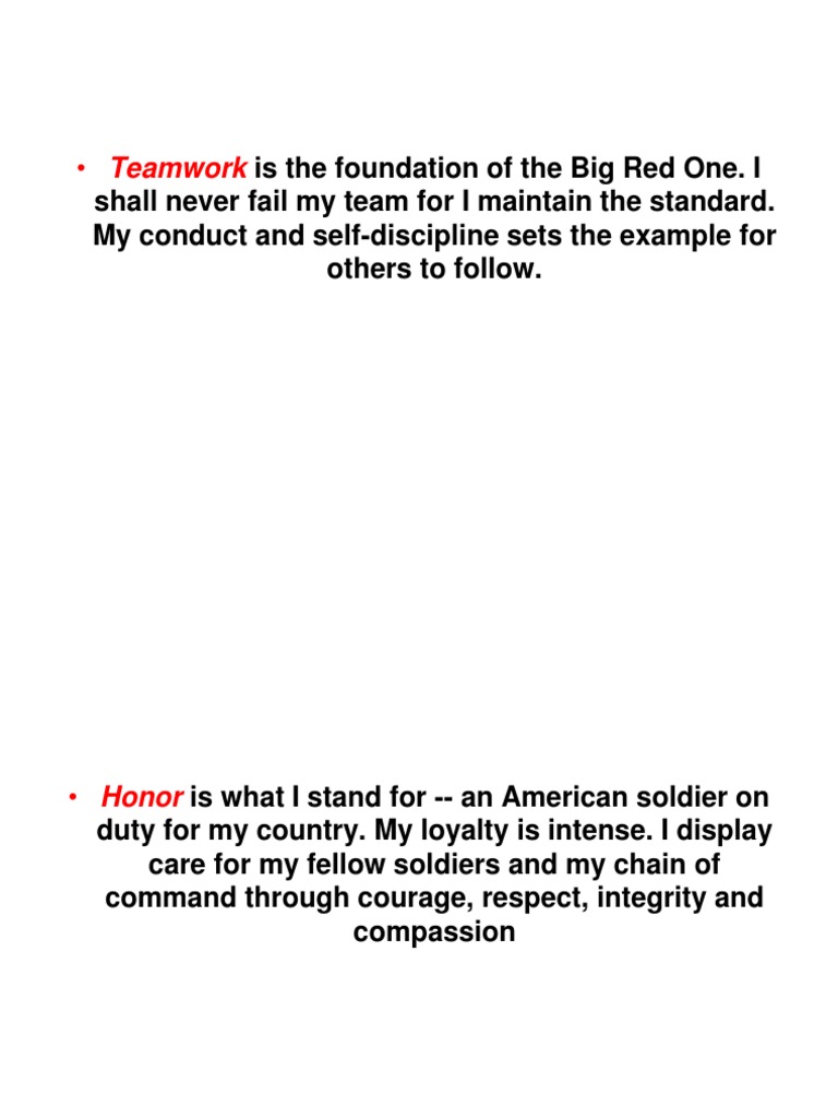 BigRedOne Creed | PDF | Courage | Military Organization