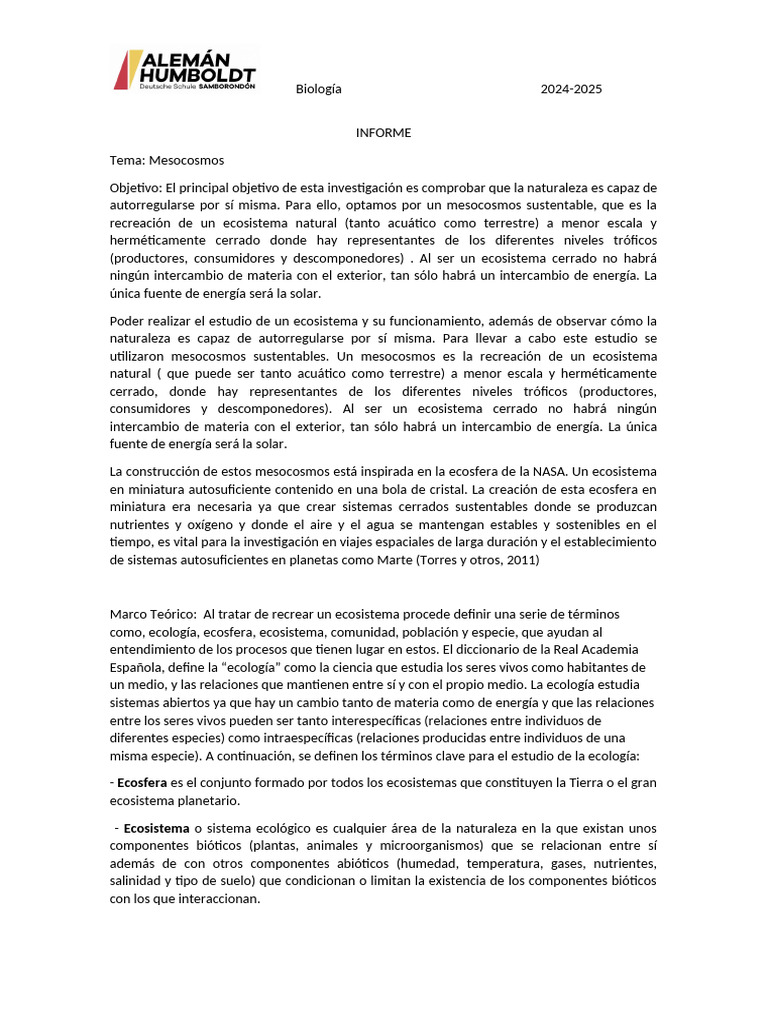 Estudio de Mesocosmos Sustentables en Ecología | PDF | Ecología ...