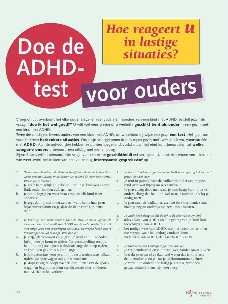 2003-3 ADHD Test Ouderschap | PDF